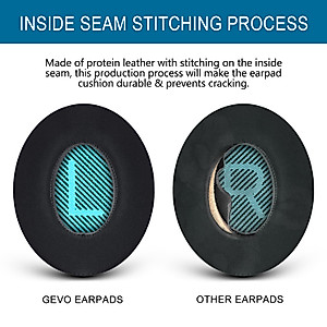 GEVO Cooling Gel Ear Pads for Bose QC25 Headphones, Replacement Ear Pads for Bose QuietComfort QC2 QC15 Ae2 Ae2i Ae2w Headphones, Breathable Sports Fabric, Extra Thick & Cooler for Longer (Black)