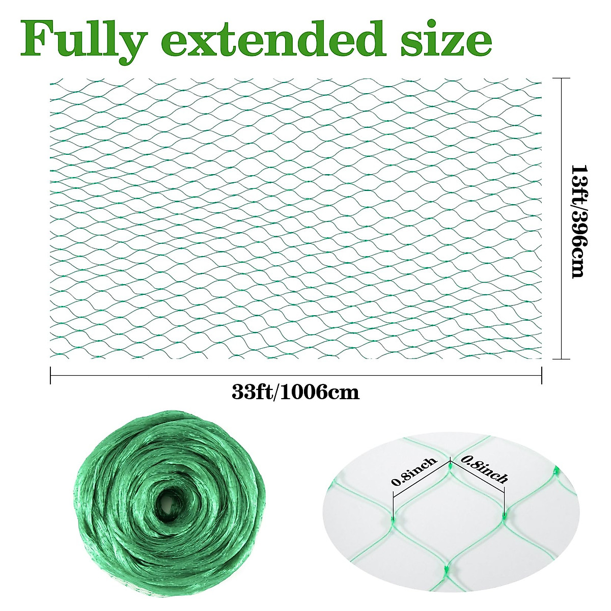 Sukh Bird Netting for Garden 13x33ft - Garden Netting Mesh Netting for Garden Protection Heavy Duty Bird Netting Garden Fence Plant Netting Chicken Netting Poultry Netting