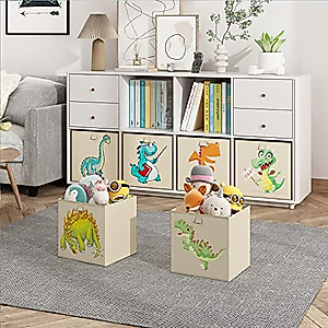 Wisdom Star Toy Chest, Removable Divider Toy Storage Organizer, Animal 11 Inch Fabric Storage Cube Bins, 6 Pack Storage Baskets for Shelves, Cube Storage Boxes for Organizing Closet Bins