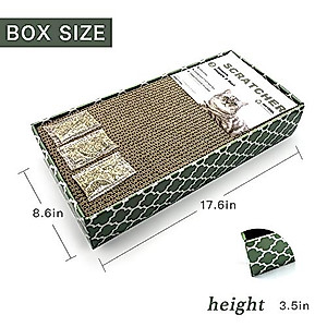 MECOOL Cat Scratcher Cardboard Scratching Pads Scratch Lounge Bed with Catnip 3PCS Reversible Corrugated Cardboard with Scratch Box