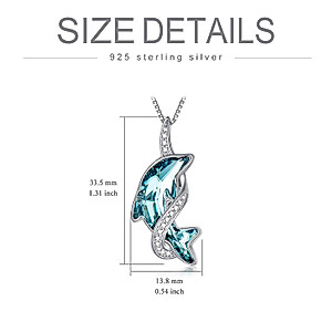 TOUPOP Dolphin Gifts for Women 925 Sterling Silver Dolphin Necklace Pendant with Blue Crystal Dolphin Lovers Jewelry Gifts for Women Mom Girlfriend Wife Birthday Anniversary Christmas