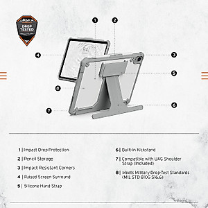 UAG Designed for iPad 10.9” 10th Gen 2022 Case Scout Healthcare White/Gray with Hand Strap, Kickstand Pencil Holder Rugged Lightweight Slim Impact Resistant Protective Folio Cover by URBAN ARMOR GEAR