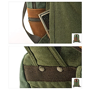 WUDON Leather Laptop Backpack for Women 2022 New Waterproof Travel Leather Backpack Vintage Waxed Canvas Shoulder Rucksack for School Flight Hiking