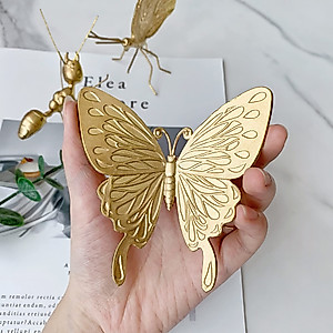 Tricune Gold Butterfly Sculpture - Solid Metal Insect Ornament - Mini Butterfly Figurine for Home, Office, Garden & Desktop Decor