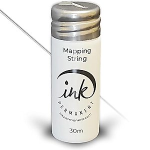 Ink Permanent White Brow Mapping String [100 Ft Bottles - 30 m] Pre-Inked Mapping String for Permanent Makeup and Microblading Supplies | Brow Mapping Kit | Mapping String for Brow Mapping (White)