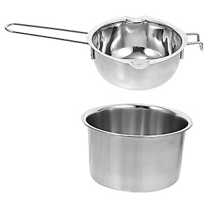 SEWACC 2 Pack Double Boiler Pot Set Chocolate Melting Pot with Stainless Steel Boiling Water Pot for Melting Chocolate Candy Candle Soap Wax (600ml)