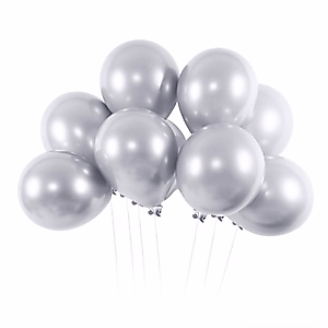 oditton Silver Balloons, 50PCS Birthday Balloons, Radiant Finish Balloons, 12inch(30cm) 100% Latex Helium Balloons, Exciting Party Graduation Baby Shower Wedding Holiday Balloon Decoration