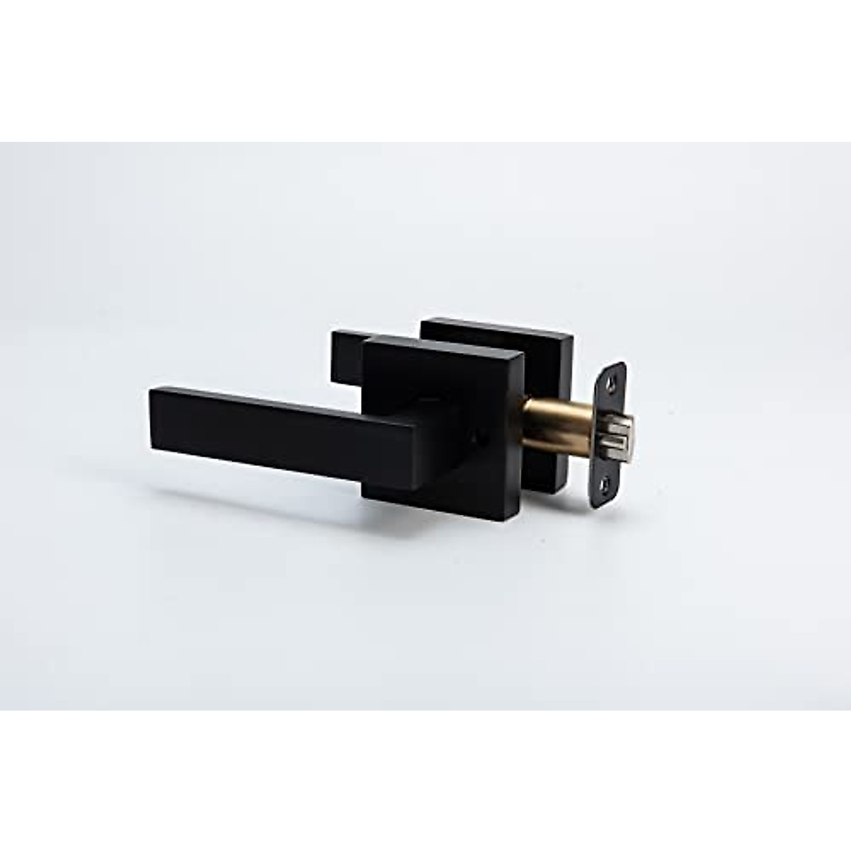 MAXECURITY Passage Door Lever Matte Black Square Interior Door Handle Keyless Doorknob Hall and Closet Lockset Handleset，Heavy Duty Non-Locking Lever Set for Left or Right Handing.