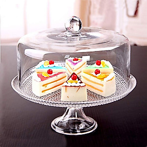 Mini Cake Stand Cupcake Display Plate Candy Holders with Dome Cover, 1/12 Scale Clear Cake Stand Serving Tray with Lids Tableware for Dollhouse Decoration-2pcs