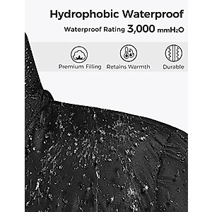 Wantdo Men's Warm Puffer Jacket Thicken Waterproof Winter Coat with Hood (Black, Medium)