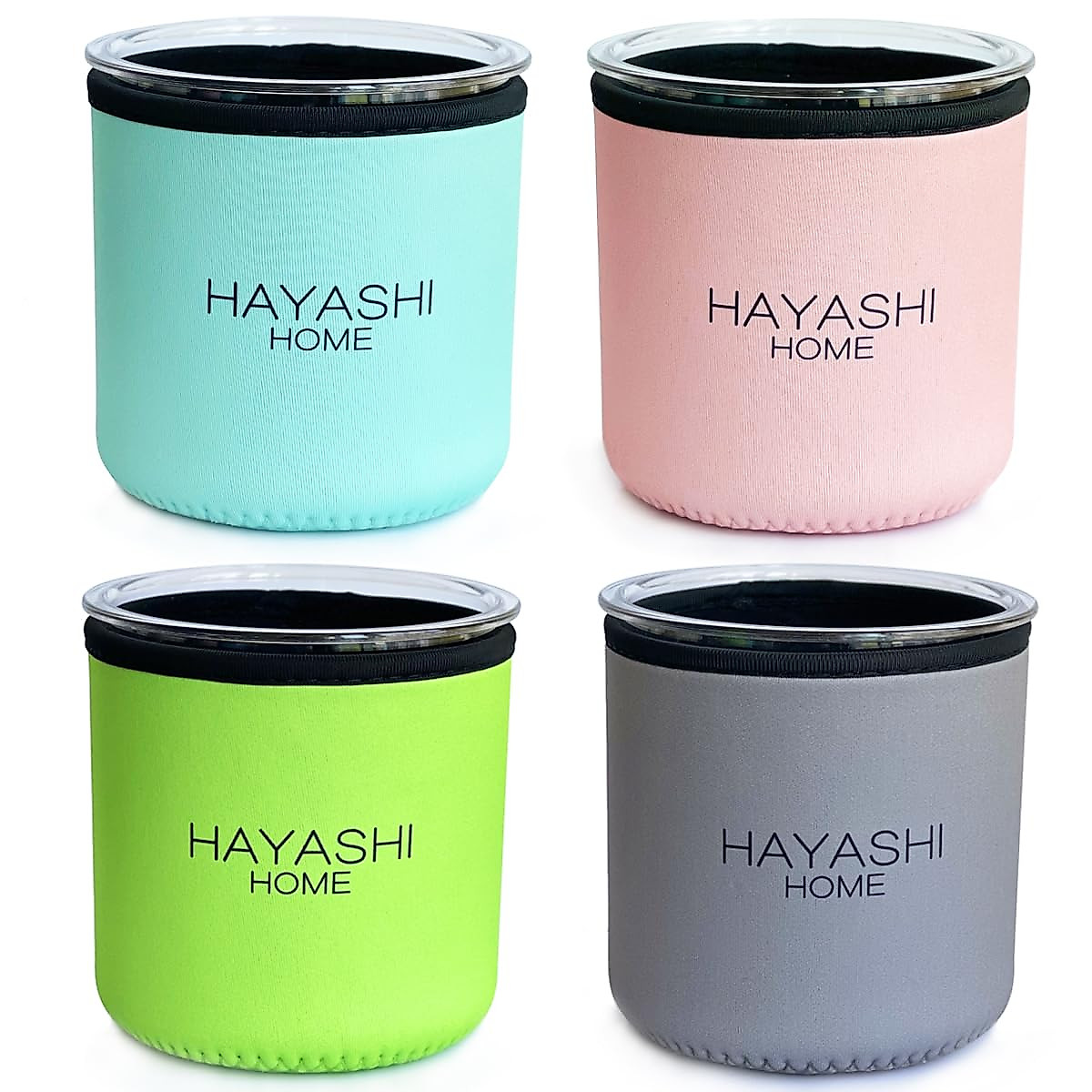 4 Pack Ice Cream Neoprene Sleeve 16oz Compatible with Ninja Creami Pints Containers NC299, NC300, NC301 - HAYASHI home