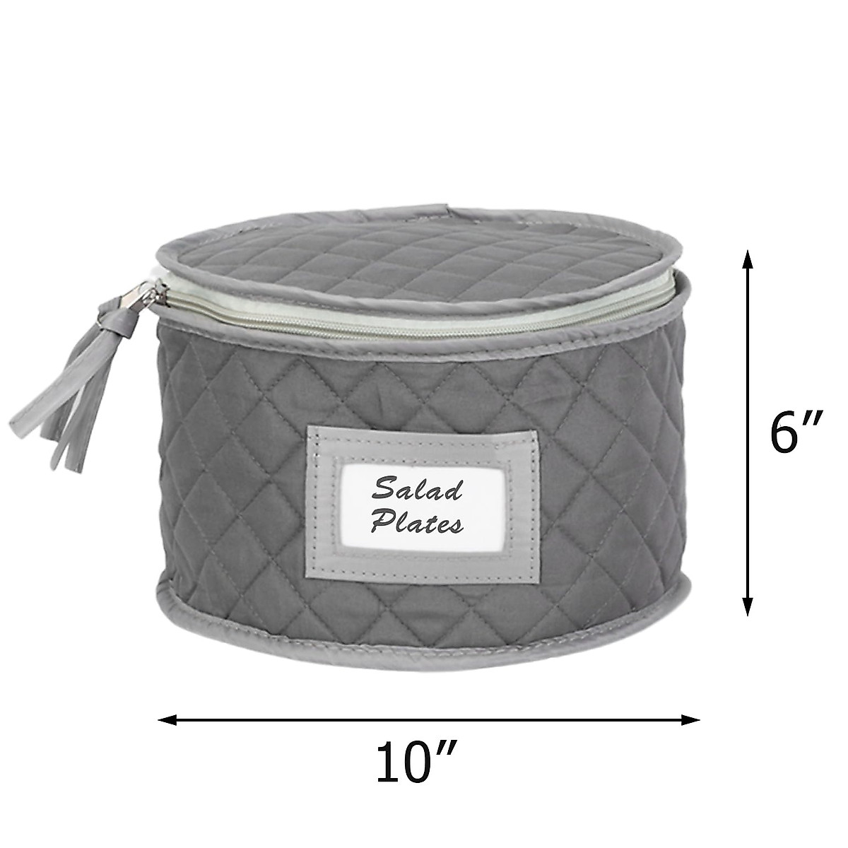 China Storage Case - Salad Plate Quilted Case - 10 inches Diameter x 6 inches Height - Gray - Includes 12 Felt Separators