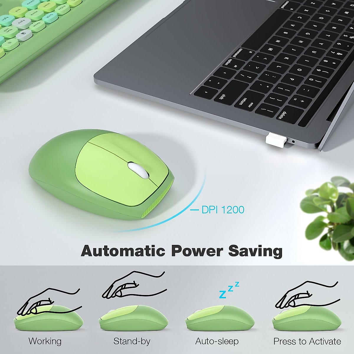 MOFII Wireless Keyboard and Mouse Combo Silent, Slim Compact 2.4G USB Full Size Wireless Mouse and Keyboard Combo, Cute 110 Keys Keyboard for PC, Notebook, MacBook, Tablet, Laptop, Windows System