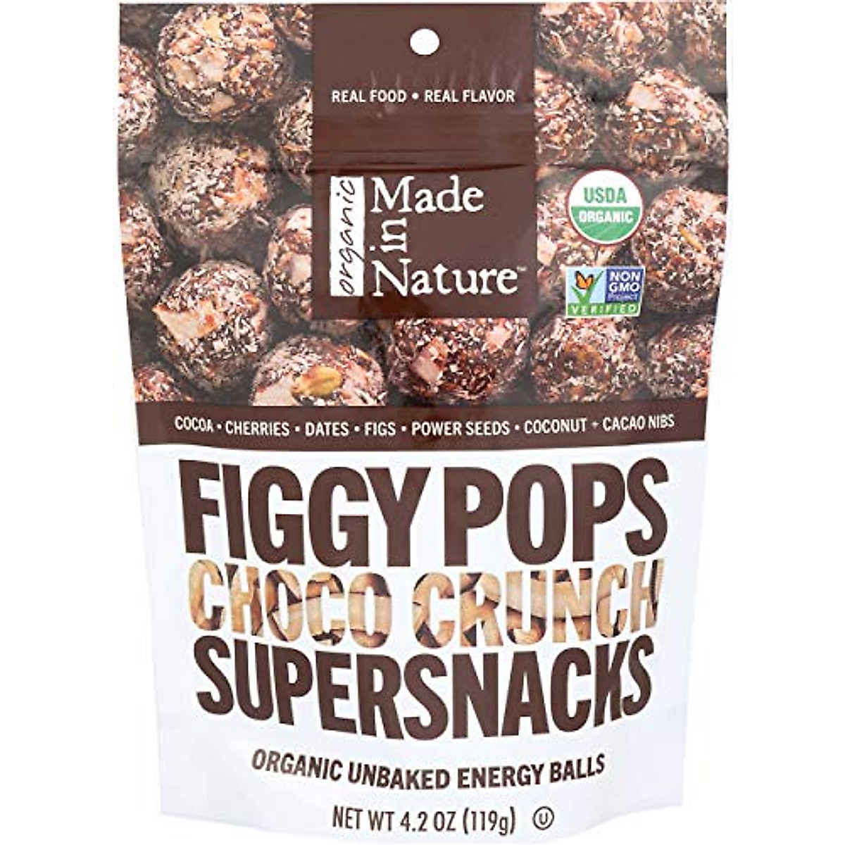 Made in Nature Figgy Pops Chocolate Crunchy Organic, 4.2 oz