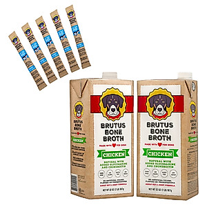 Brutus Bone Broth for Dogs (Chicken, 2-Pack) and Brutus On The Go Instant Bone Broth (Beef, 5-Pack)