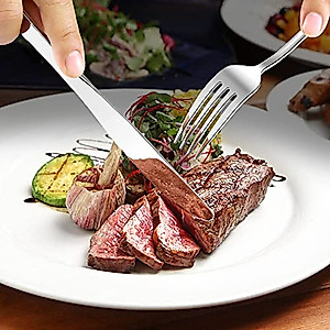 Silverware Set for 12, CXJY 60-Piece Stainless Steel Flatware Cutlery Set, Square Edge Kitchen Utensil Include Knives/Forks/Spoons, Tableware for Home/Hotel, Mirror Polished Dishwasher Safe