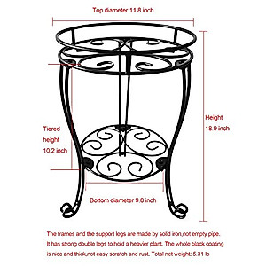 TREEZITEK 18.9inch Tall Plant Stand for Flower Pot Heavy Duty Potted Holder Indoor Outdoor Metal Rustproof Iron Garden Container Round Supports Rack