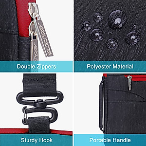 MOSISO Laptop Shoulder Bag Compatible with MacBook Air/Pro, 13-13.3 inch Notebook, Compatible with MacBook Pro 14 inch M3 M2 M1 2023-2021,Polyester Briefcase Sleeve with Front Arc Pocket, Red