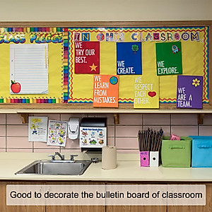 PATIKIL 3" x 13" Bulletin Board Border, 60 Pack Scalloped Trim Strips Wall Decor for Locker Classroom Cork Poster Black Board White Chalkboard, Shine Gold