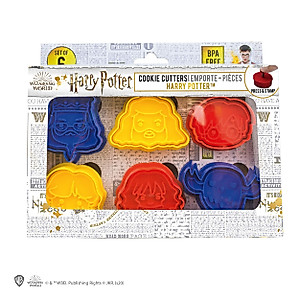Cinereplicas Harry Potter - Cookie Cutters - Set of 6 - Official - Blue, Red, Yellow