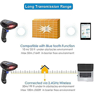 NETUM Bluetooth Barcode Scanner, Compatible with 2.4G Wireless & Bluetooth Function & Wired Connection, Connect Smart Phone, Tablet, PC, CCD Bar Code Reader Work with Windows, Mac,Android, iOS