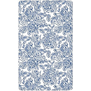 Rose Themed Fitted Crib Sheet,Standard Crib Mattress Fitted Sheet Ultra Soft Material-Baby Crib Sheets for Girl or Boy,28“ x52“,Dark Violet White