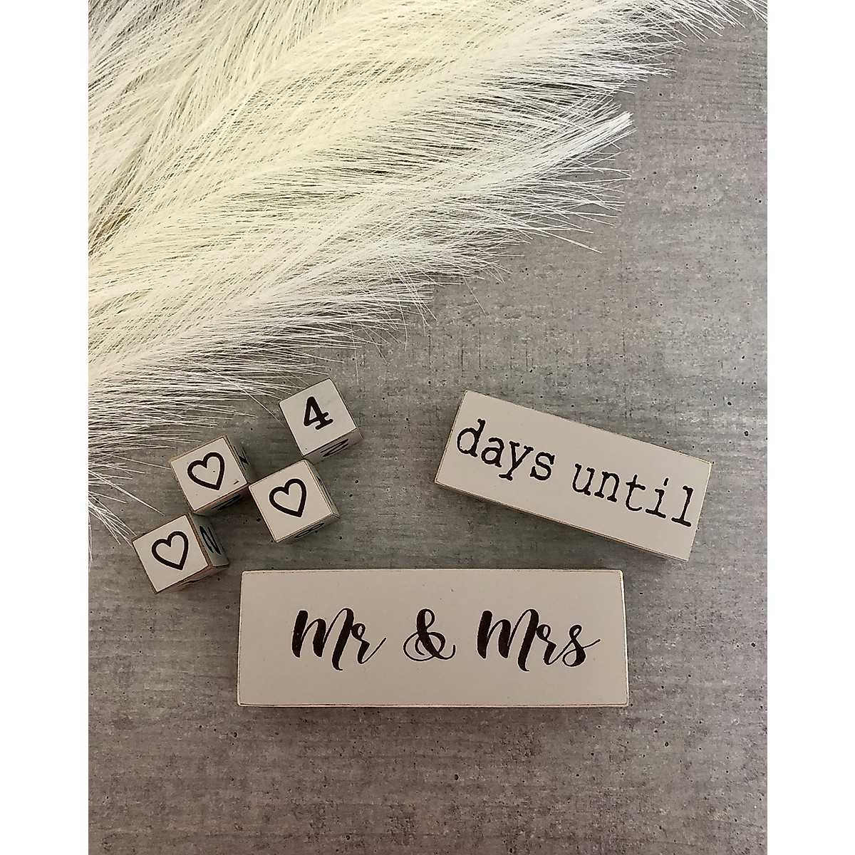 Lillium Wedding Day Countdown Calendar Blocks Sign - Counting Down Days Until Mr & Mrs - Wooden Engagement Gift Set for Engaged Couples – Bridal Shower Gift – Bride to Be – Rustic Gray