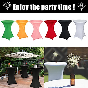 SUNTQ 4 Pack Spandex Table Covers, Cocktail Fitted Tablecloths, Round Highboy Stretch Table Cloths for Party, Wedding, Birthday, Banquet, Vendors,Bistro Table,White,32x43 Height