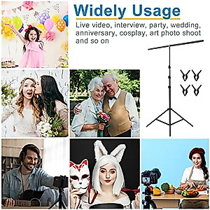 ShowMaven T-Shape Backdrop Stand 59in/150cm Wide 8.5ft Tall, Background Support Stand System with Carry Bag and 4 Clamps for Background, Photo and Video Studio