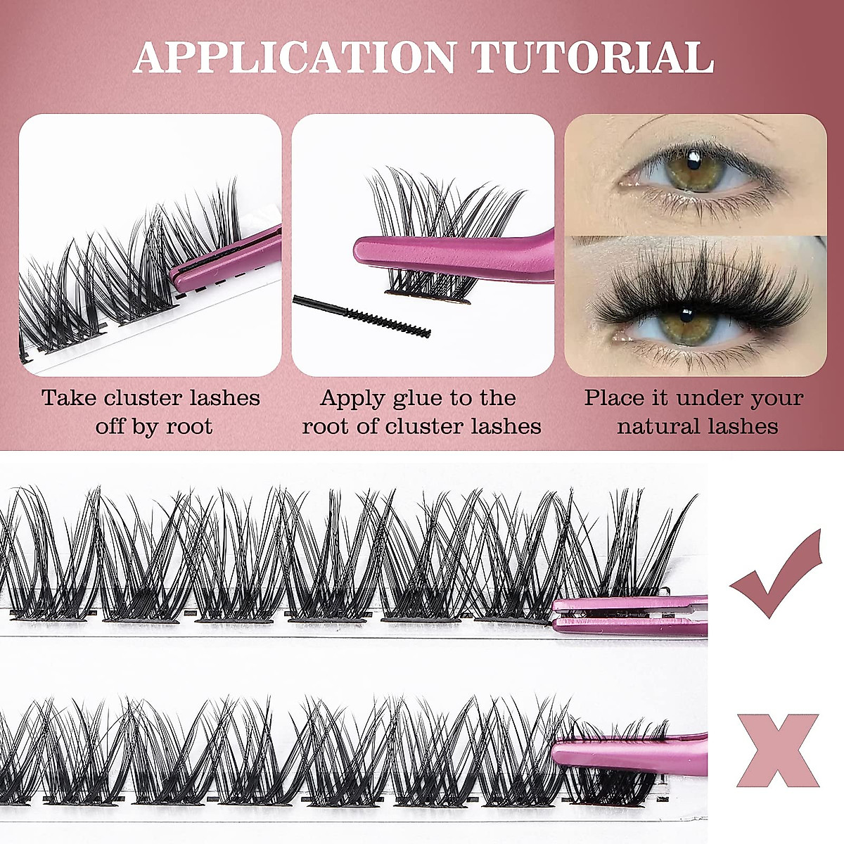 SWINGING Lash Clusters 150 Pcs Lashes Cluster Eyelash Extensions Eyelash Clusters Natural Look Wispy Lashes D Curl 9-14mm Cluster Lashes Individual Lashes Thin Band & Soft (MixAB-150)