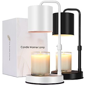 zukakii Candle Warmer Lamp Adjustable Height Dimmable Candle Lamp Warmer with Timer Compatible with Large Jar Candles No Flame Scented Candle Wax Warmer with 2 Bulbs White