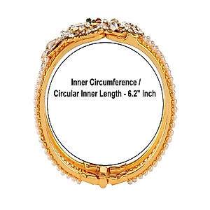 Efulgenz Fashion Jewelry Indian Bollywood Faux Pearl Kundan Rhinestone Peacock Bracelet Bangle (2 Pc) Multicolor