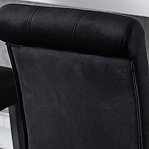 DM Furniture DM-Furniture Counter Height Barstools 26'' Velvet Bar Stools Modern Upholstered Kitchen Island Wood Chairs for Home Pub/Bistro/Coffee House (Set of 4, Black) Velvet, Black