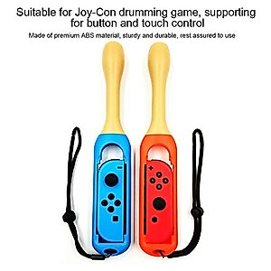 Raguso Game Drumsticks, Game Drum Stick Simple Design Lightweight Long Service Life Compact Size for Joy-Con Drumming Game for Switch Action Accessory Kit