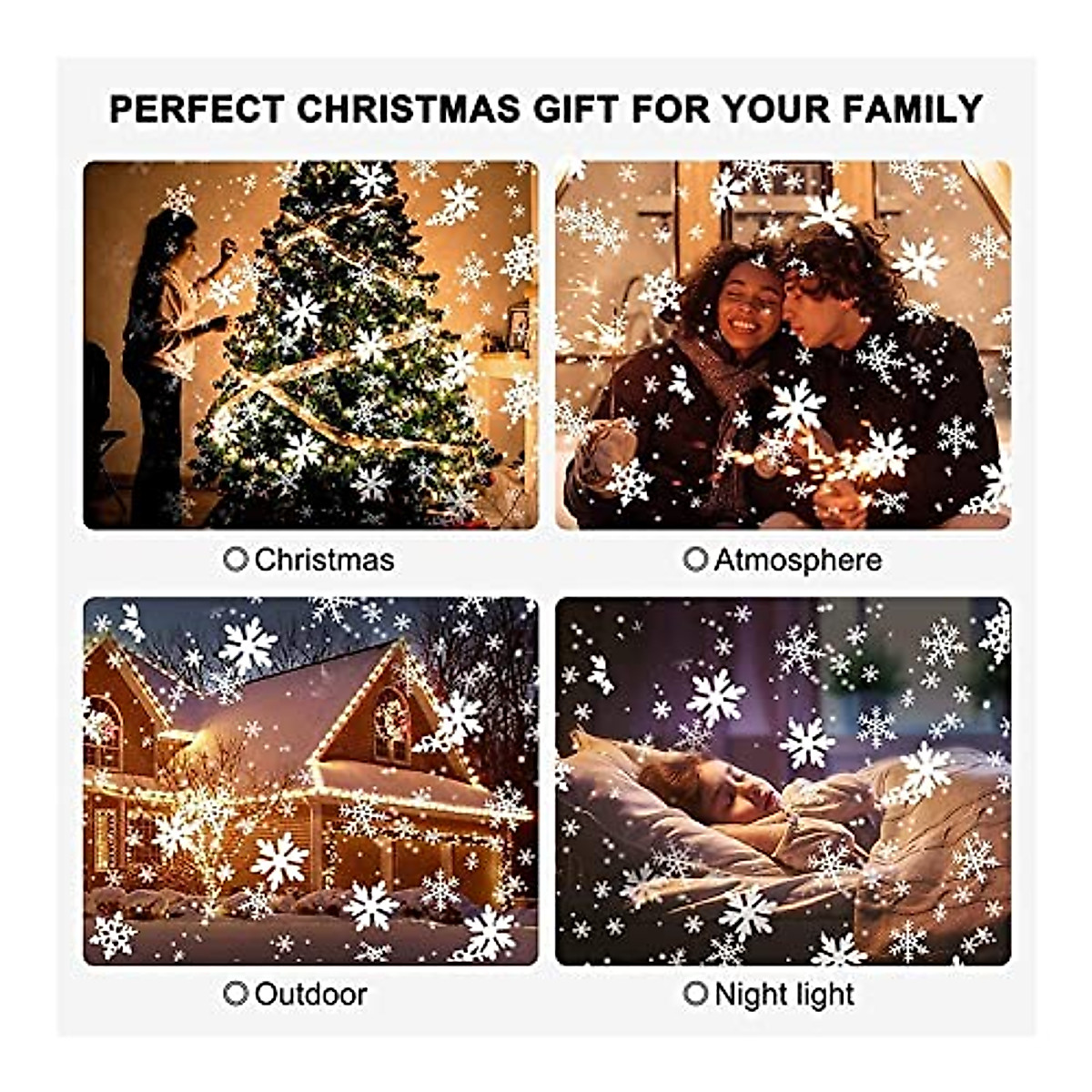 BETDET LED Outdoor Lights Christmas Snow Projector Lights, LED Snowflake Light Projection, IP65 Waterproof Snowfall Spotlight Lighting for Xmas Holiday Wedding Party Home Garden Landscape 11.24