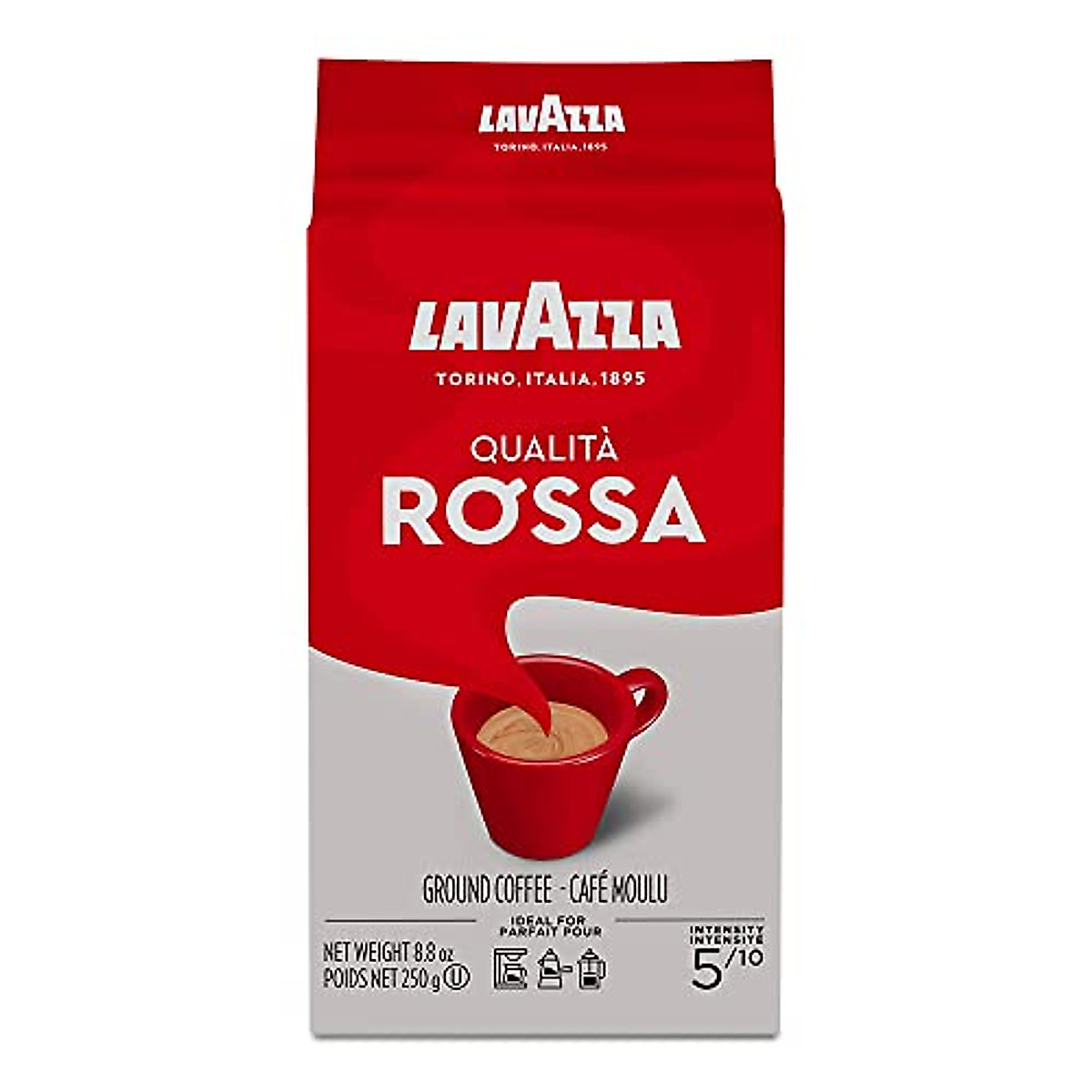 Lavazza Qualita Rossa Ground Coffee Blend, Medium Roast, 8.8 Ounce (Pack of 4)