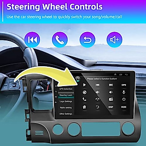 2G+32G for Honda Civic 2006 2007 2008 2009 2010 2011 Wireless Apple CarPlay Android Auto Car Stereo podofo 10.1 Inch Android Touch Screen Bluetooth Car Radio with GPS Navigation WiFi Backup Camera Mic