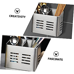 Angoily Stainless Steel Chopstick Holder Bar Table Chopsticks Racks Utensil Drying Rack Basket Straw Dispenser Metal Stand Metal Chopsticks Utensil Holder Pipette Multifunction