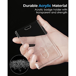 KTRIO 2 Pack Heavy Duty Badge Holder, Clear Acrylic ID Card Holder with Easy Access Thumb Hole, Hard Plastic ID Badge Holder for Student, Nurse and Office - Vertical