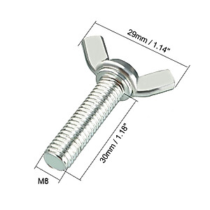 uxcell Wingbolt Butterfly Wing Thumb Hand Screws Bolts M8x30mm 1.25mm Pitch Carbon Steel 20pcs