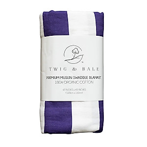 TWIG & BALE Evanston Illinois Northwestern Baby Blanket Organic Cotton Muslin Swaddle Blanket - 47" x 43" - Fans of Northwestern Wildcats Baby Gift for Boys Girls Newborn Receiving
