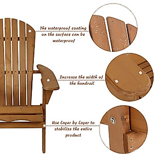 Adirondack Chair Outdoor Chairs Patio Chairs Lawn Chair Folding Adirondack Chair Patio Seating Fire Pit Chairs Wood Chairs for Adults Yard Garden w/Natural Finish