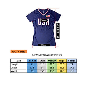 Women's U.S Shirt, USWNT Player T Shirt Blue, Official US Womens National Soccer Team Association USA Flag Tee Top Alex Mor