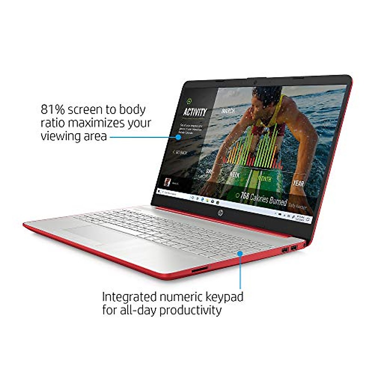 HP Notebook 15 Business Laptop I 15.6” Diagonal HD Display I Intel Pentium Gold 6405U I 8GB DDR4 512GB SSD I Intel UHD Graphics I HDMI USB-C Office365 Win10 Scarlet Red + 32GB MicroSD Card