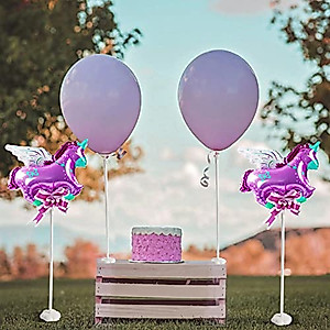 SBYURE Balloon Stick Stand - 12 Sets Balloon Cup with Stick and Flower Base Table Desktop Support Holder for Wedding Birthday Party Supplies,White