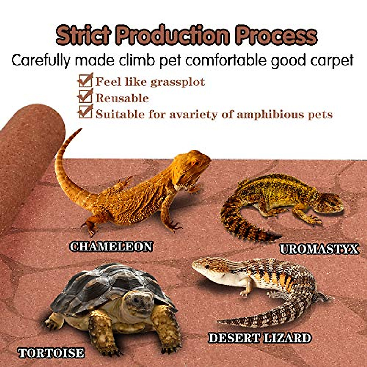 MCLANZOO Reptile Carpet 40 Gallon Upgrade Package Pet Terrarium Liner Reptiles Cage Mat, Substrate for Snakes, Chameleons Geckos and Kitchen Use(2 Sheets) with Tweezers Feeding Tongs