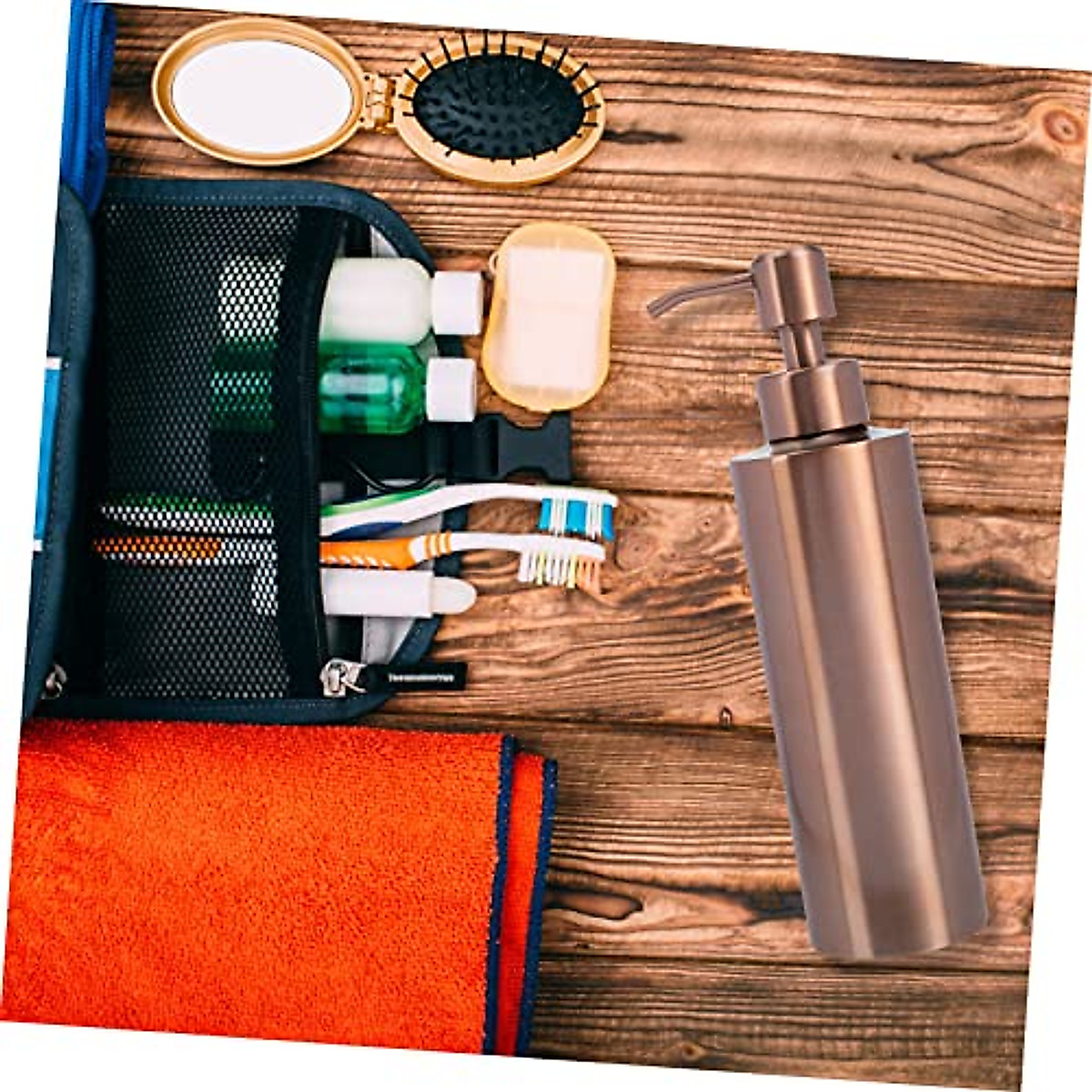 BETOOKY 304 Press Pump Bottles Gold Soap Dispenser Empty Liquid Bottle Foaming Soap Pump Lotion Dispenser Pump Travel Shampoo Bottle Emulsion Dispenser Filling Rose Gold Stainless Steel