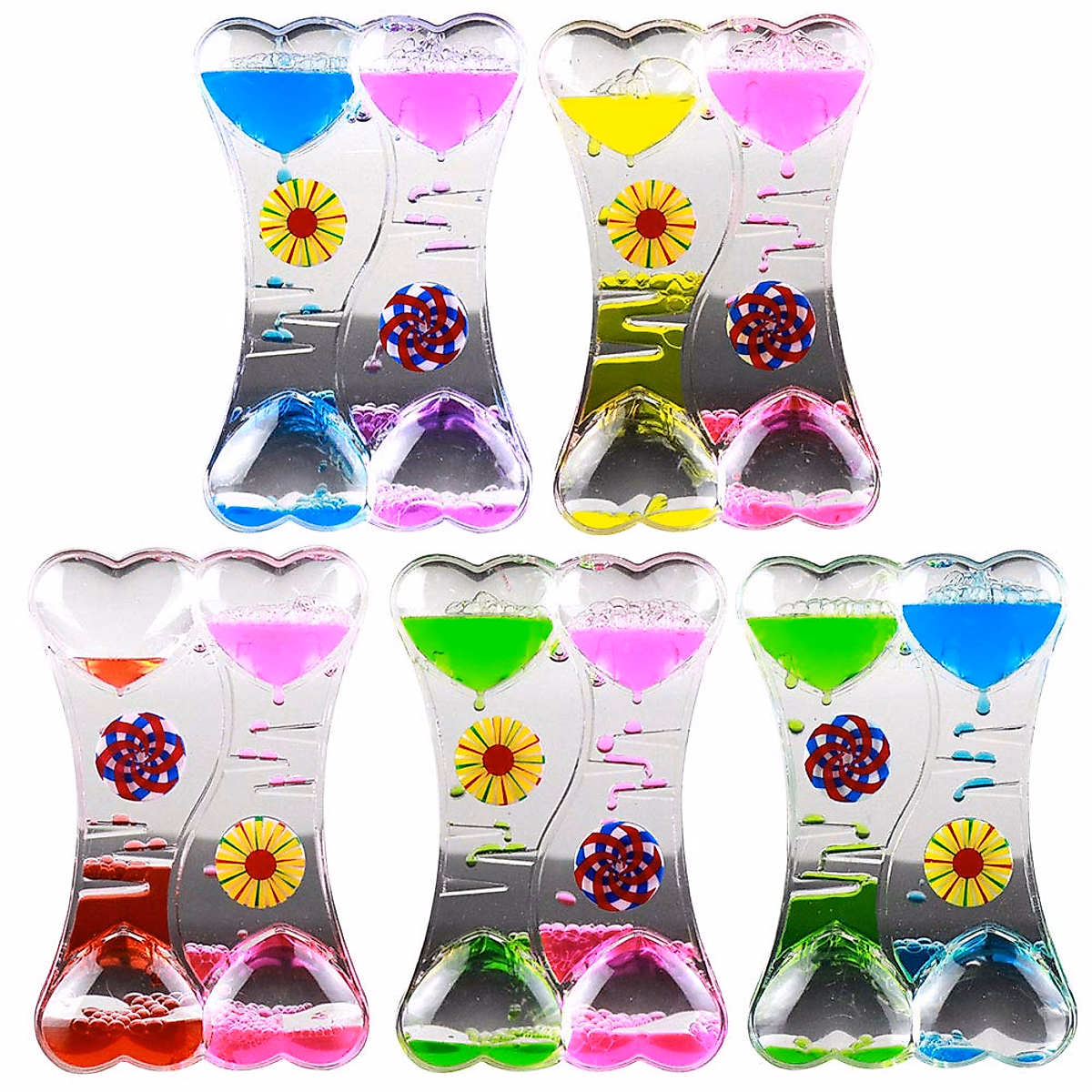 MG554zy0 Double Heart Liquid Motion Bubble Drip Oil Hourglass Timer Clock Kids Toy Gift Double Heart Liquid Motion Bubble Drip Oil Hourglass Timer Blue Pink