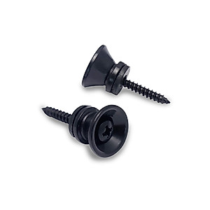 Metallor Guitar Strap Locks and Buttons End Pins with Mounting Screws and Washers for Electric Guitar Bass Acoustic Guitar Ukulele Mandolin. (Black)