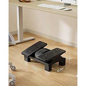 HUANUO Foot Rest Under Desk, Adjustable Ergonomic Footrest for Under Desk at Work or Gaming with Massage Texture and Roller, 20 Degree Tilt Angle Adjustment, Foot Stool for Office, Home